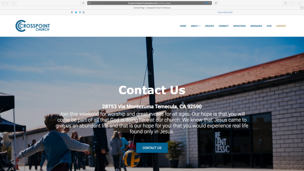 Contact Page - Crosspoint Church Temecula